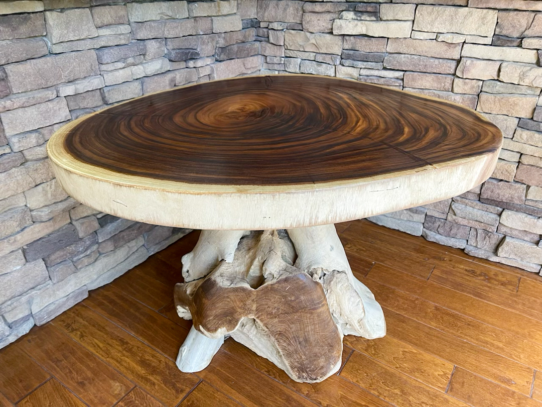 LIVE EDGE ROUND DINING TABLE - Bali Agung Furniture